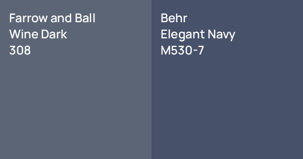 Farrow and Ball Wine Dark vs. Behr Elegant Navy comparison