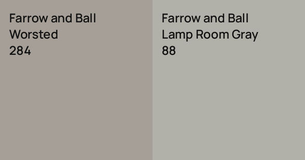 Farrow and Ball Worsted vs. Farrow and Ball Lamp Room Gray comparison