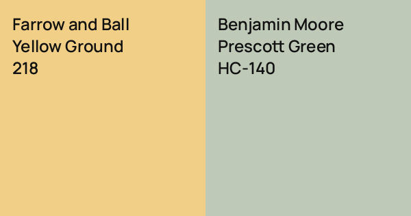 Farrow and Ball Yellow Ground vs. Benjamin Moore Prescott Green comparison