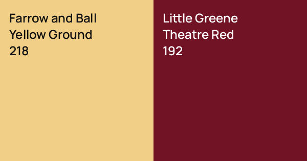 Farrow and Ball Yellow Ground vs. Little Greene Theatre Red comparison