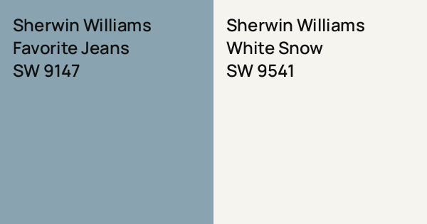 Sherwin Williams Favorite Jeans vs. Sherwin Williams White Snow comparison