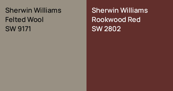 Sherwin Williams Felted Wool vs. Sherwin Williams Rookwood Red comparison