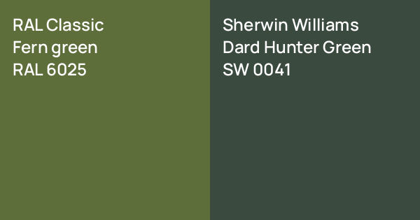 RAL Classic Fern green vs. Sherwin Williams Dard Hunter Green comparison