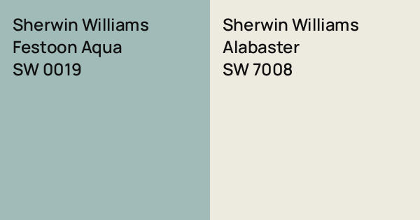 Sherwin Williams Festoon Aqua vs. Sherwin Williams Alabaster comparison