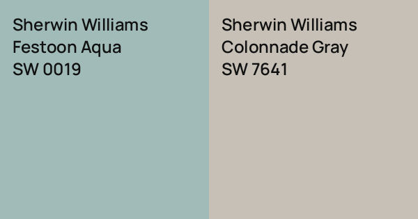 Sherwin Williams Festoon Aqua vs. Sherwin Williams Colonnade Gray ...