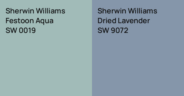 Sherwin Williams Festoon Aqua vs. Sherwin Williams Dried Lavender ...