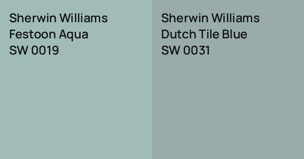 Sherwin Williams Festoon Aqua vs. Sherwin Williams Dutch Tile Blue ...