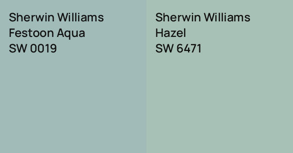 Sherwin Williams Festoon Aqua vs. Sherwin Williams Hazel comparison