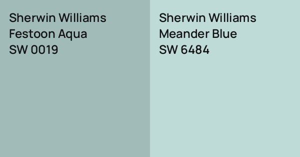 Sherwin Williams Festoon Aqua vs. Sherwin Williams Meander Blue comparison