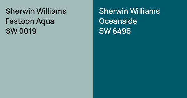 Sherwin Williams Festoon Aqua vs. Sherwin Williams Oceanside comparison