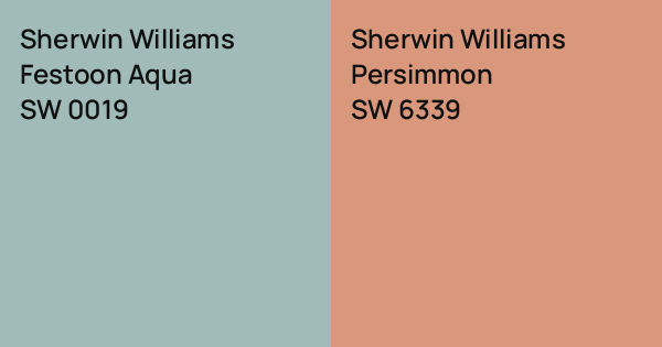 Sherwin Williams Festoon Aqua vs. Sherwin Williams Persimmon comparison