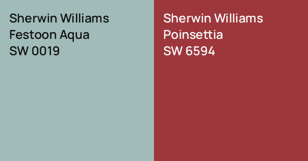 Sherwin Williams Festoon Aqua vs. Sherwin Williams Poinsettia comparison