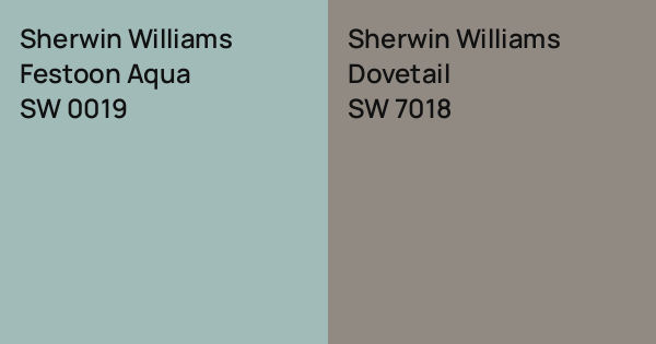 Sherwin Williams Festoon Aqua vs. Sherwin Williams Dovetail comparison