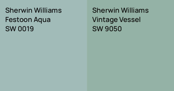 Sherwin Williams Festoon Aqua vs. Sherwin Williams Vintage Vessel ...