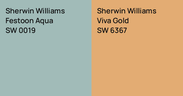Sherwin Williams Festoon Aqua vs. Sherwin Williams Viva Gold comparison