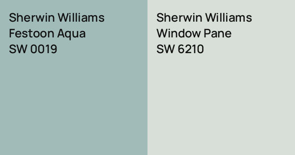 Sherwin Williams Festoon Aqua vs. Sherwin Williams Window Pane comparison