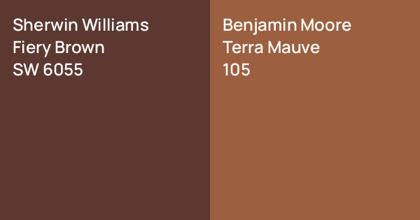 Sherwin Williams Fiery Brown vs. Benjamin Moore Terra Mauve comparison