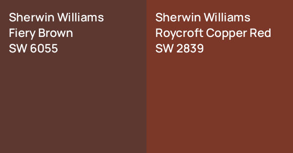 Sherwin Williams Fiery Brown vs. Sherwin Williams Roycroft Copper Red ...