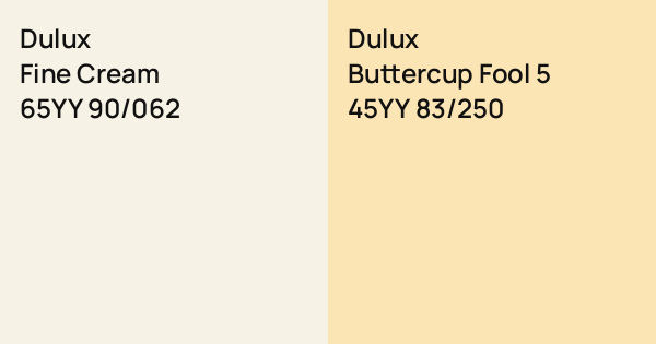 Dulux Fine Cream vs. Dulux Buttercup Fool 5 comparison