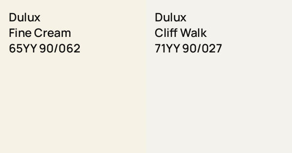Dulux Fine Cream vs. Dulux Cliff Walk comparison