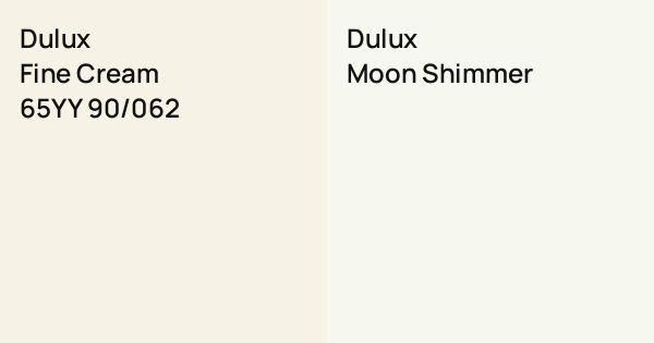 Dulux Fine Cream vs. Dulux Moon Shimmer comparison