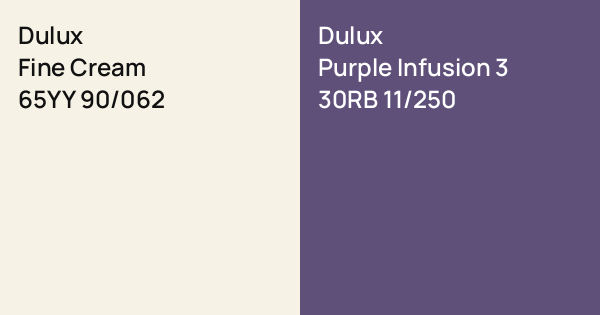 Dulux Fine Cream vs. Dulux Purple Infusion 3 comparison