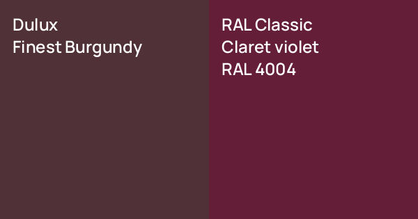 Dulux Finest Burgundy vs. RAL Classic Claret violet comparison