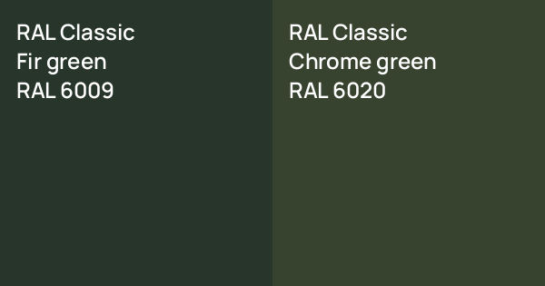 RAL Classic Fir green vs. RAL Classic Chrome green comparison