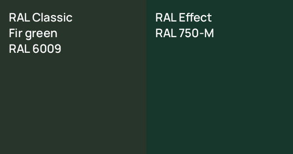 RAL Classic Fir green vs. RAL Effect RAL 750-M comparison