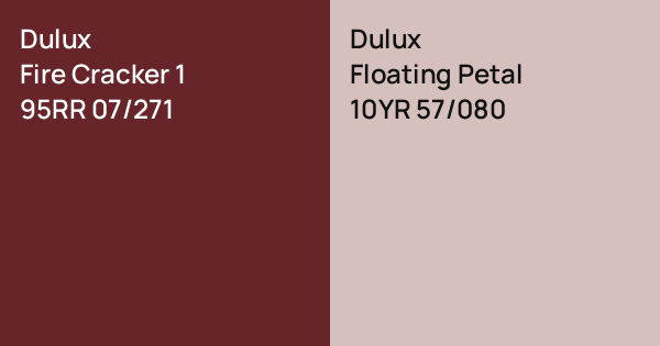 Dulux Fire Cracker 1 vs. Dulux Floating Petal comparison