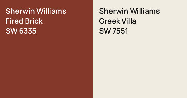 Sherwin Williams Fired Brick vs. Sherwin Williams Greek Villa comparison