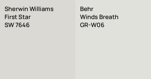 Sherwin Williams First Star vs. Behr Winds Breath comparison