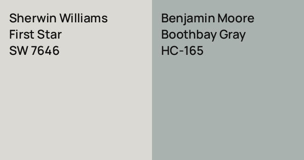 Sherwin Williams First Star vs. Benjamin Moore Boothbay Gray comparison