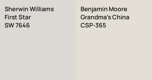 Sherwin Williams First Star vs. Benjamin Moore Grandma's China comparison