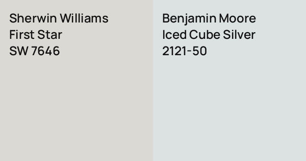 Sherwin Williams First Star vs. Benjamin Moore Iced Cube Silver comparison