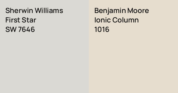 Sherwin Williams First Star vs. Benjamin Moore Ionic Column comparison