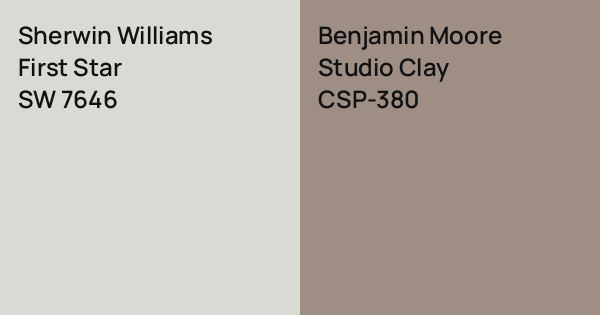 Sherwin Williams First Star vs. Benjamin Moore Studio Clay comparison