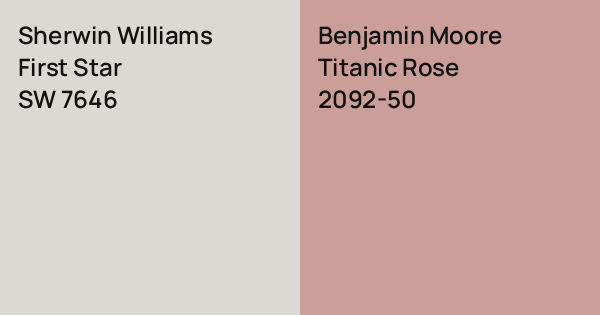 Sherwin Williams First Star vs. Benjamin Moore Titanic Rose comparison