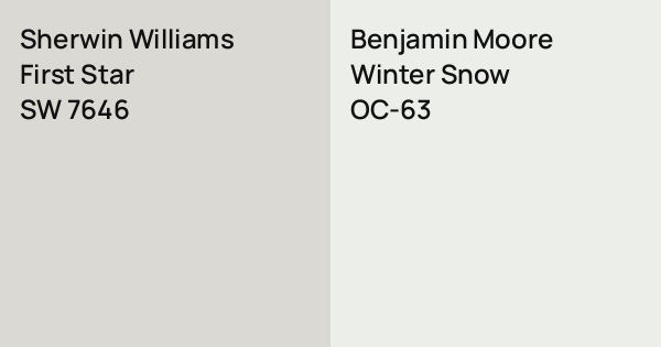 Sherwin Williams First Star vs. Benjamin Moore Winter Snow comparison