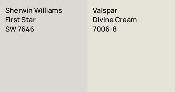 Sherwin Williams First Star vs. Valspar Divine Cream comparison