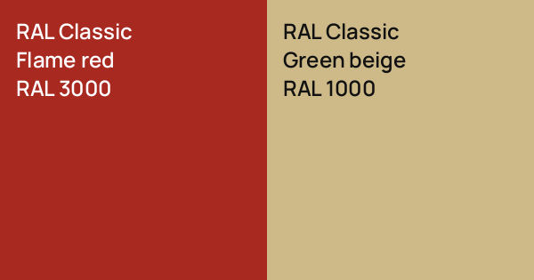 RAL Classic Flame red vs. RAL Classic Green beige comparison