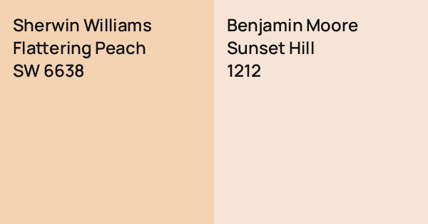 Sherwin Williams Flattering Peach vs. Benjamin Moore Sunset Hill comparison