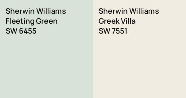 Sherwin Williams Fleeting Green vs. Sherwin Williams Greek Villa comparison