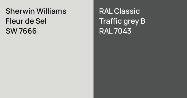 Sherwin Williams Fleur de Sel vs. RAL Classic Traffic grey B comparison
