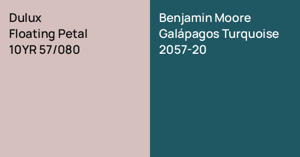 Dulux Floating Petal vs. Benjamin Moore Galápagos Turquoise comparison