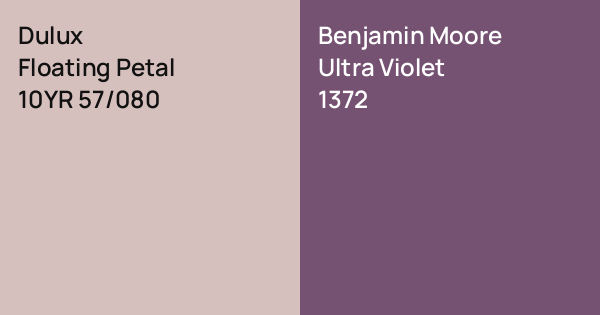 Dulux Floating Petal vs. Benjamin Moore Ultra Violet comparison