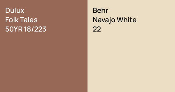 Dulux Folk Tales vs. Behr Navajo White comparison