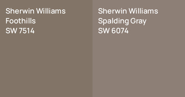 Sherwin Williams Foothills vs. Sherwin Williams Spalding Gray comparison