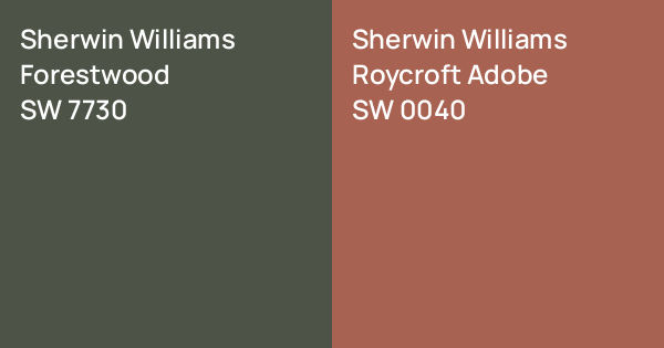 Sherwin Williams Forestwood vs. Sherwin Williams Roycroft Adobe comparison