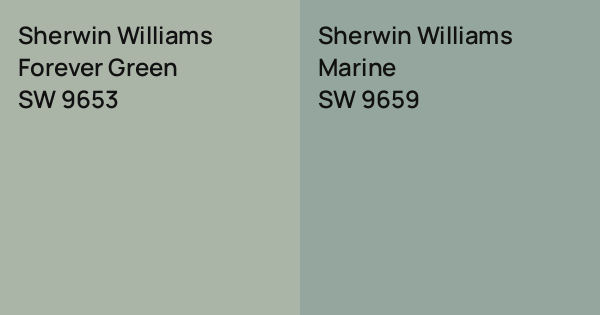 Sherwin Williams Forever Green vs. Sherwin Williams Marine comparison